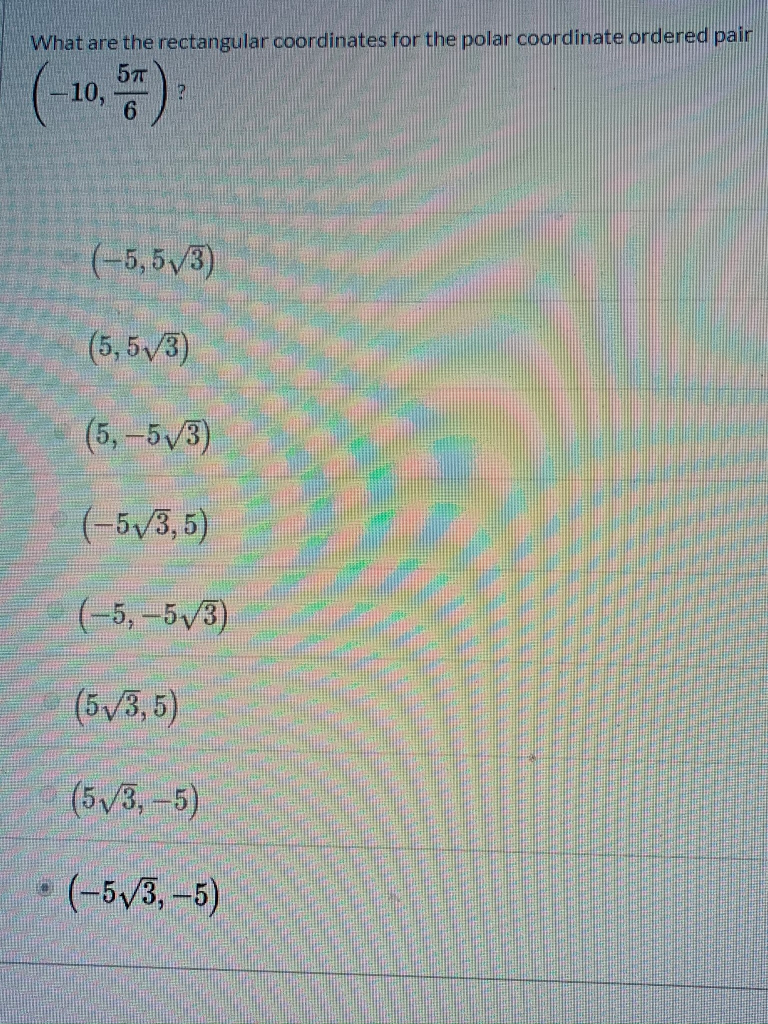 Solved Which polar coordinate ordered pair plots to the same | Chegg.com