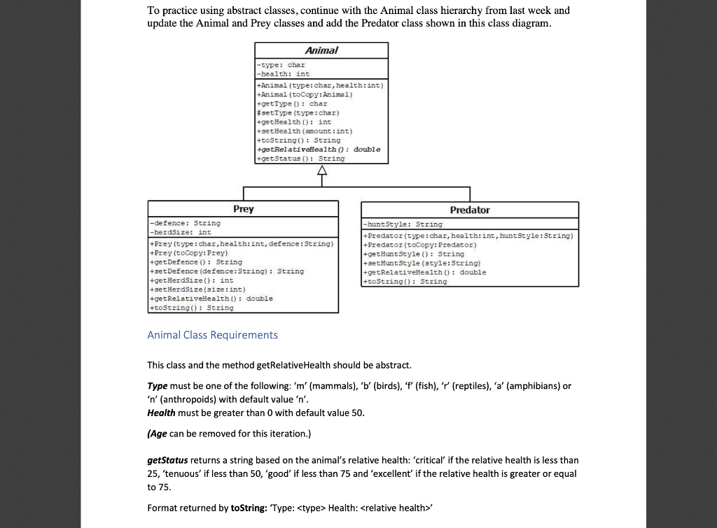 Solved To practice using abstract classes, continue with the | Chegg.com