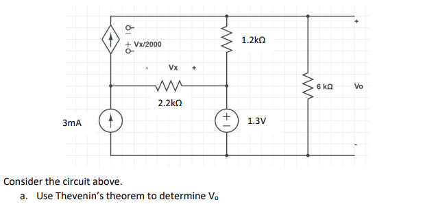 Solved Consider the circuit above. a. Use Thevenin's theorem | Chegg.com