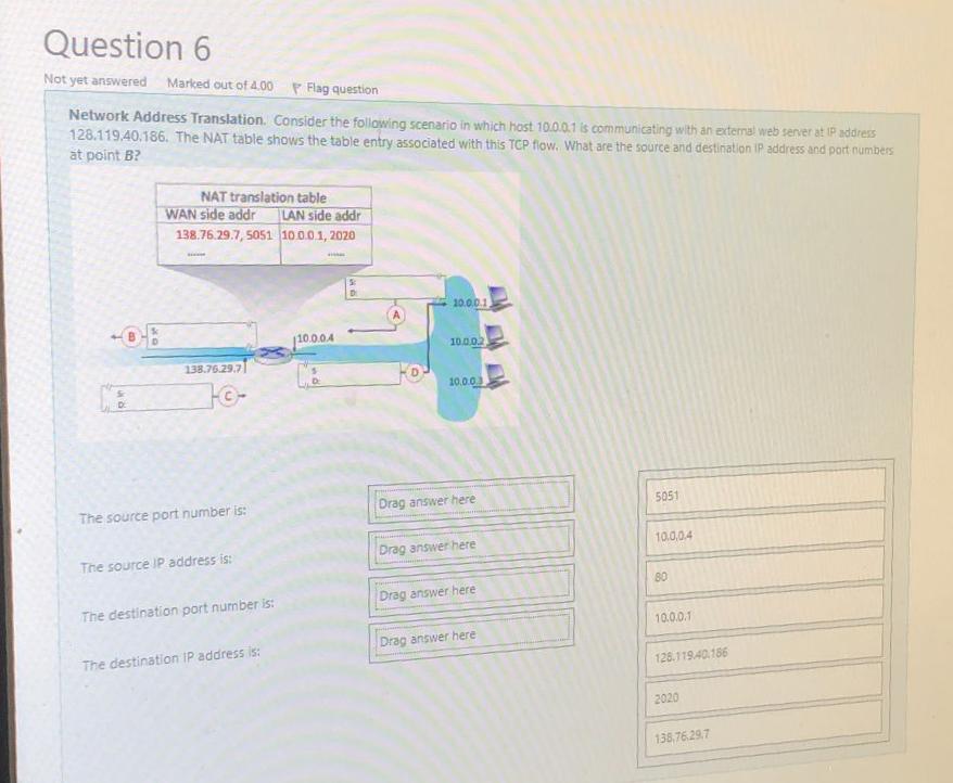 Solved Network Address Translation. Consider the following | Chegg.com
