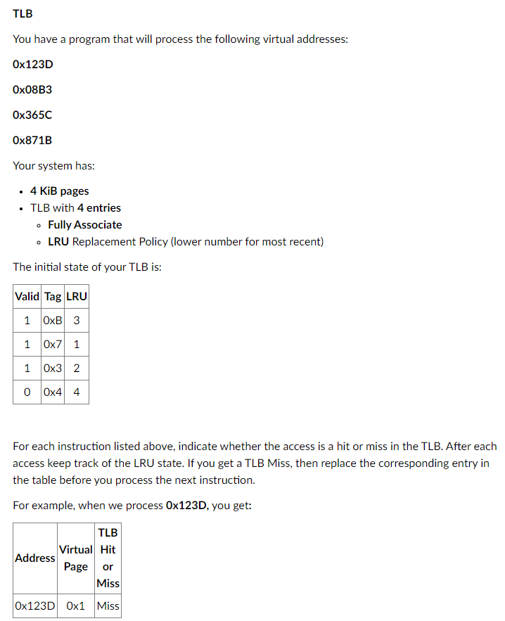 TLB You have a program that will process the | Chegg.com