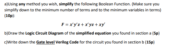Solved a)Using any method you wish, simplify the following | Chegg.com