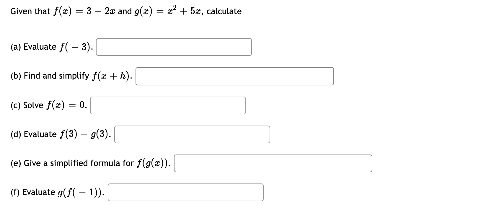Solved 2 7 Given f(x) = and g(2) = find the following. X + 6 | Chegg.com