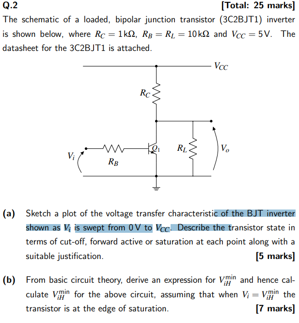 Solved Q.2 [Total: 25 marks] The schematic of a loaded, | Chegg.com