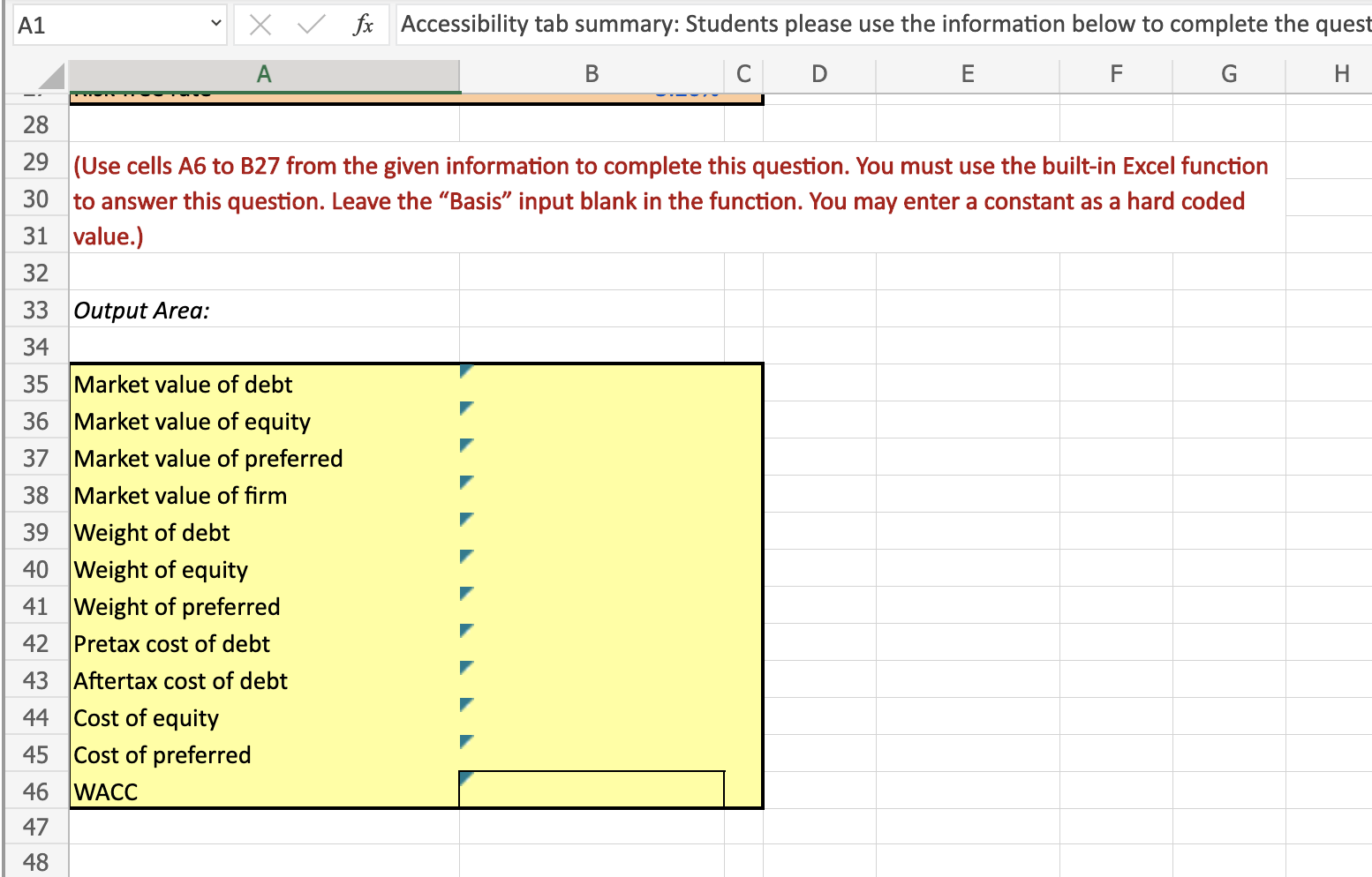 Solved A 1 fx Accessibility tab summary: Students please use | Chegg.com
