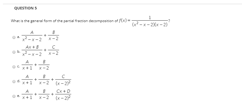 Solved What is the general form of the partial fraction | Chegg.com