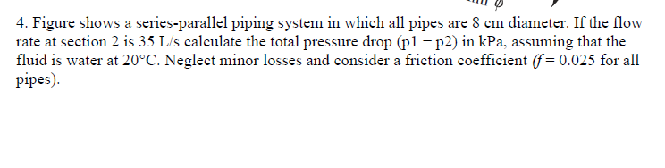 Solved 4. Figure shows a series-parallel piping system in | Chegg.com