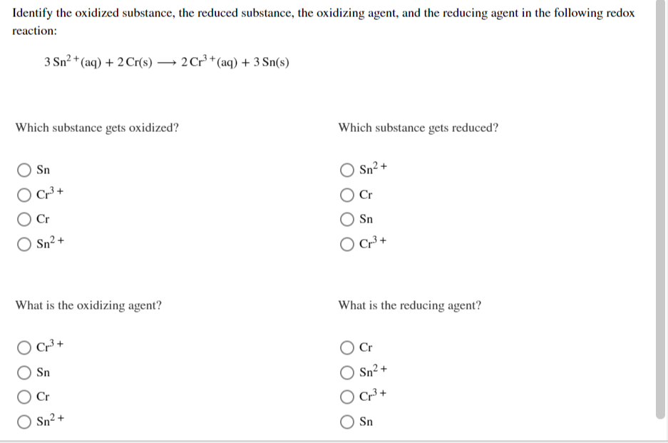 Solved Identify the oxidized substance, the reduced | Chegg.com