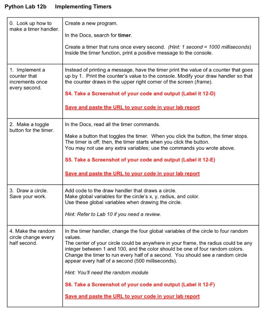Solved Python Lab 12b Implementing Timers