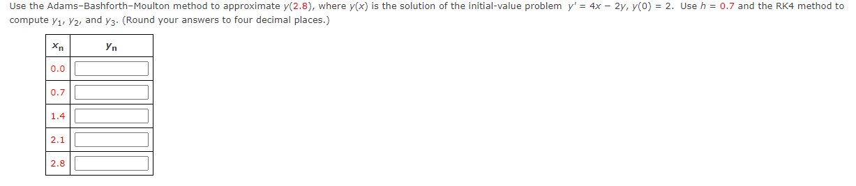 Solved Use the Adams-Bashforth-Moulton method to approximate | Chegg.com