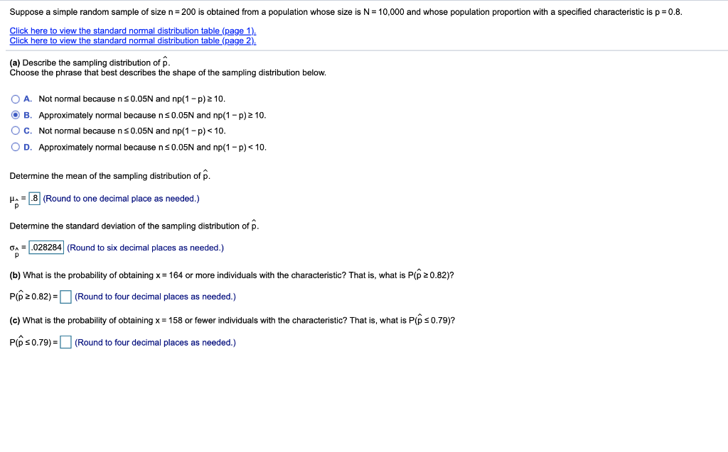 Solved Suppose a simple random sample of size n = 200 is | Chegg.com