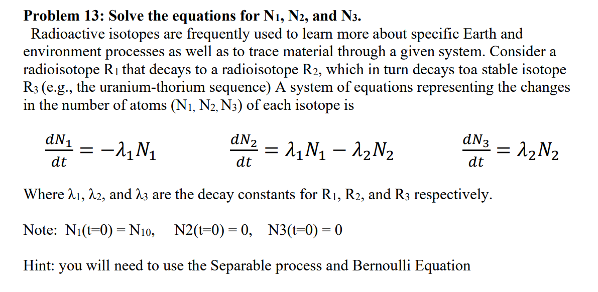 Solved Problem 13: Solve the equations for N1, N2, and N3. | Chegg.com