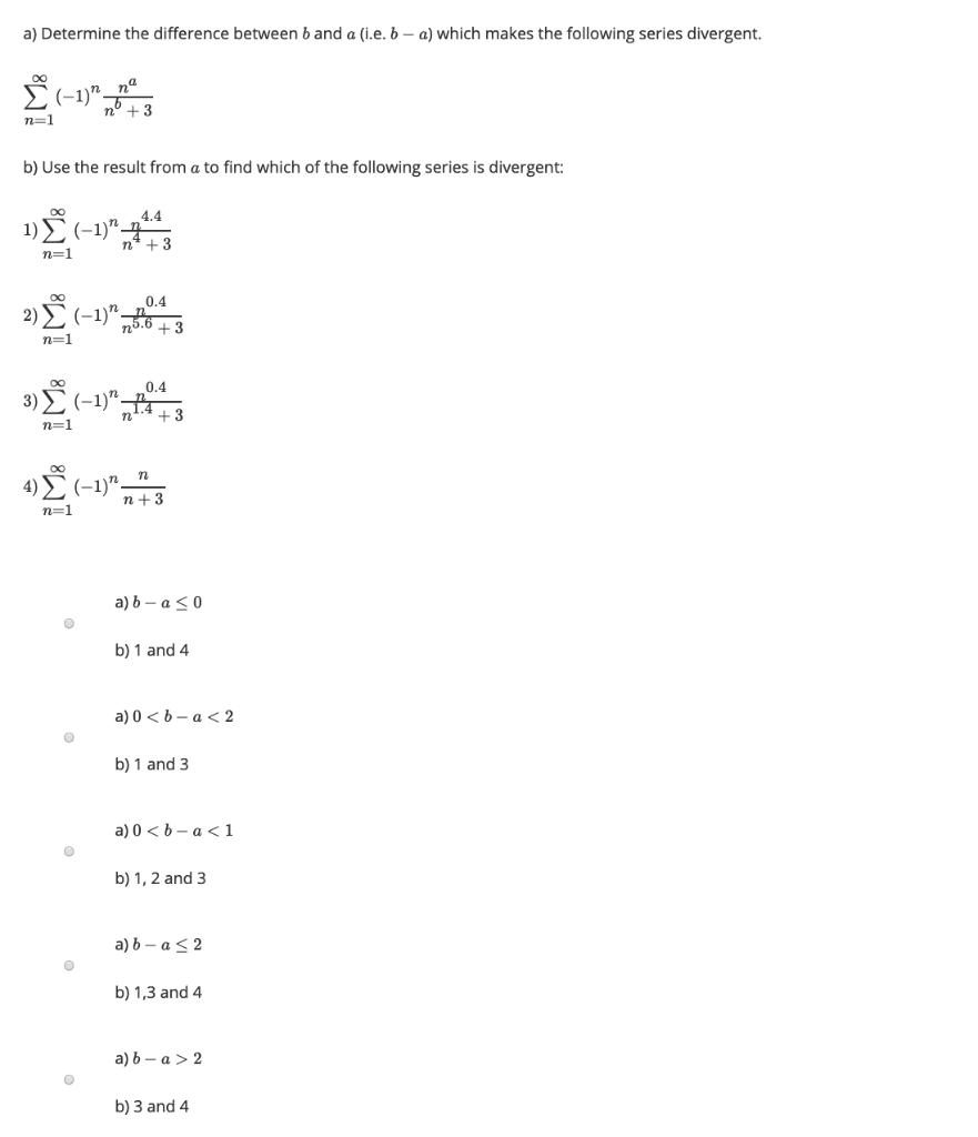 Solved a) Determine the difference between b and a (i.e. b - | Chegg.com