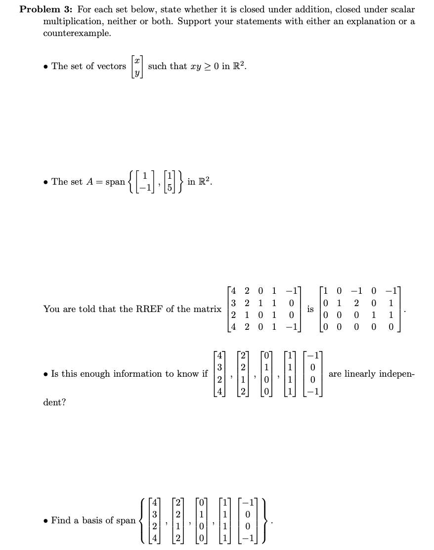 Solved Problem 3: For each set below, state whether it is | Chegg.com