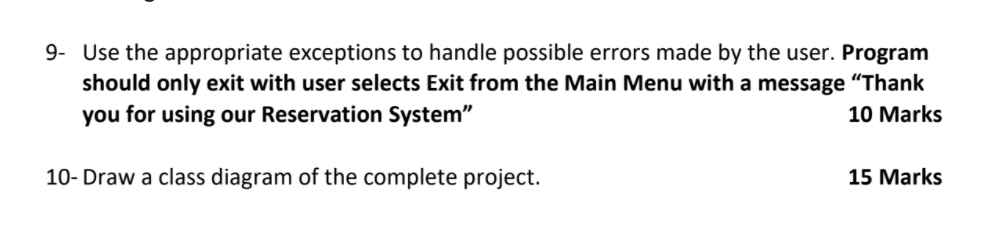 Solved 5 Marks 1- Project main menu should display the | Chegg.com