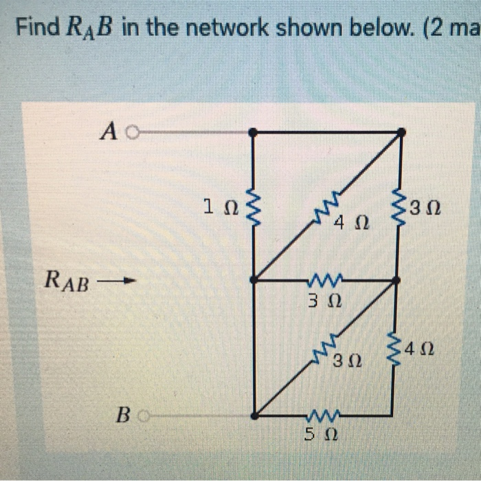 Solved Find RAB in the network shown below. (2 ma AO M 1 Ω 3 | Chegg.com