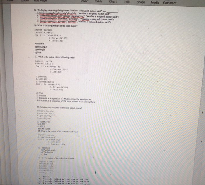 Solved Table Chart Text Shape Media Comment 19. To display a | Chegg.com