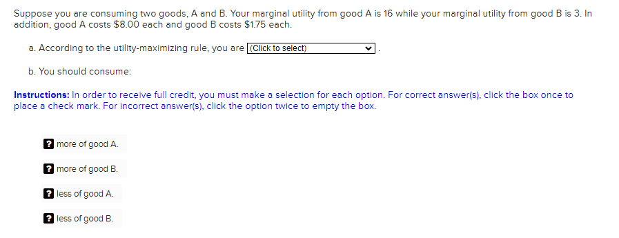Solved Suppose you are consuming two goods, A and B. ﻿Your | Chegg.com