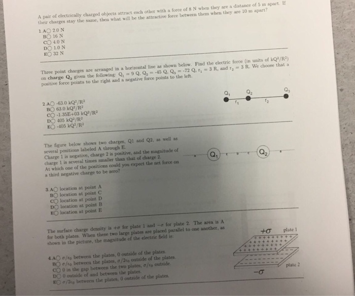 Solved A pair of electrically charged objects attract each | Chegg.com
