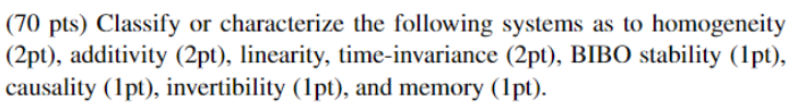 Solved (70 pts) Classify or characterize the following | Chegg.com