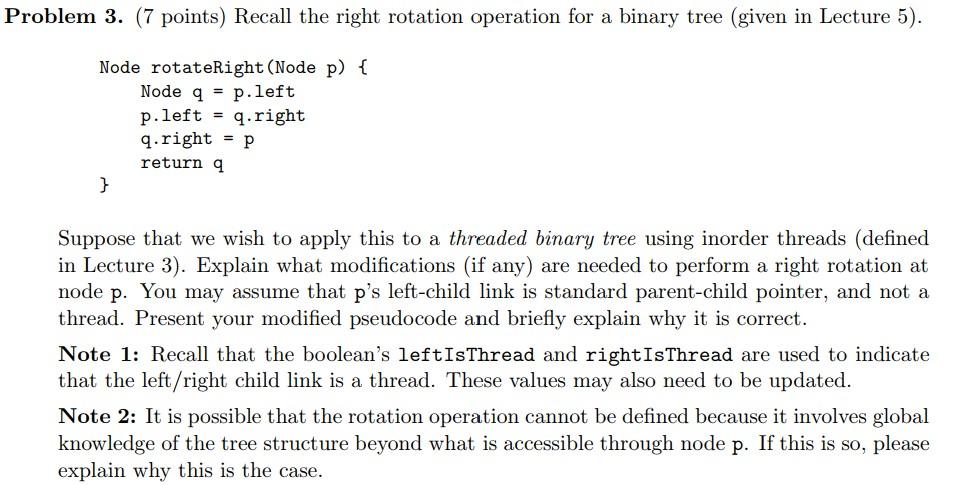 Problem 3. (7 points) Recall the right rotation | Chegg.com