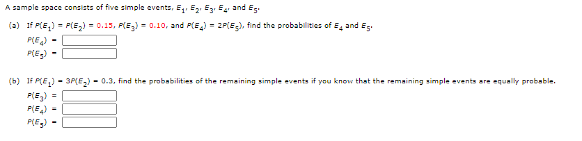 Solved A sample space consists of five simple events, E1, | Chegg.com