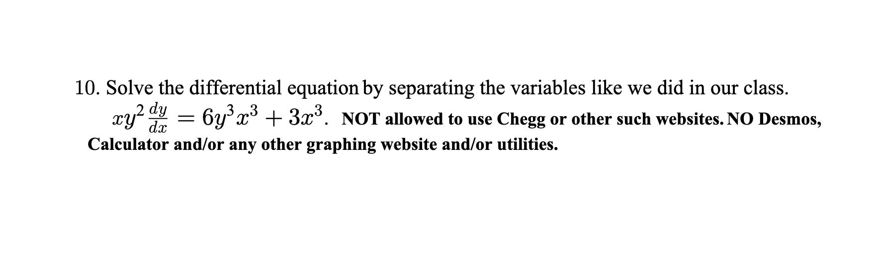 Solved Solve the differential equation by separating the | Chegg.com