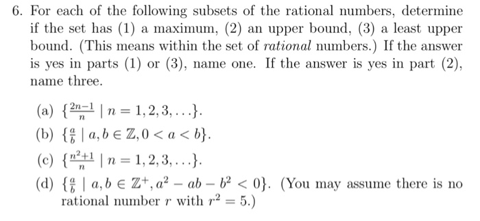 Solved For each of the following subsets of the rational | Chegg.com