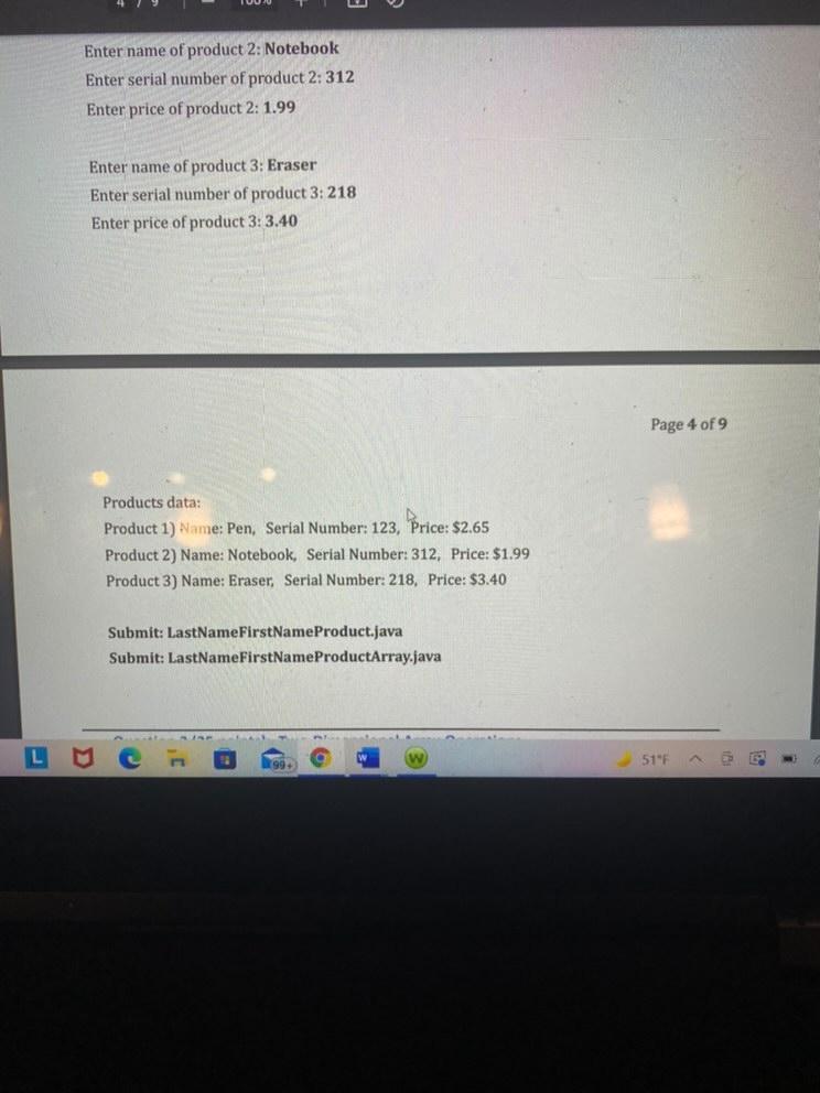 Solved Enter name of product 2: Notebook Enter serial number | Chegg.com