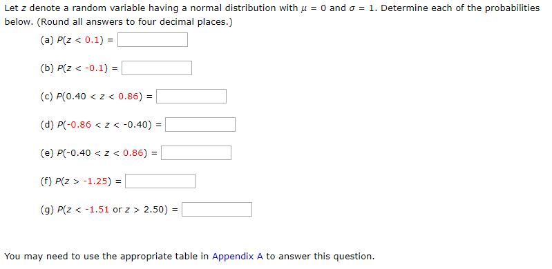 Solved Let z denote a random variable having a normal | Chegg.com