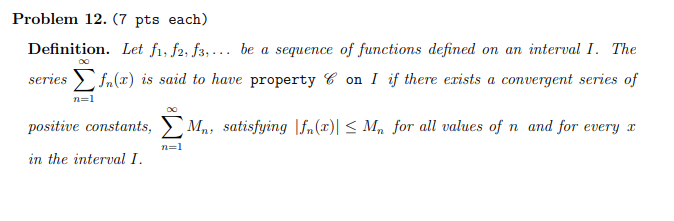 Solved Problem 12. (7 pts each) Definition. Let f1,f2,f3,… | Chegg.com