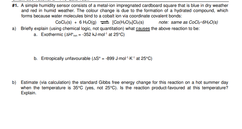 Solved #1. A simple humidity sensor consists of a metal-ion | Chegg.com