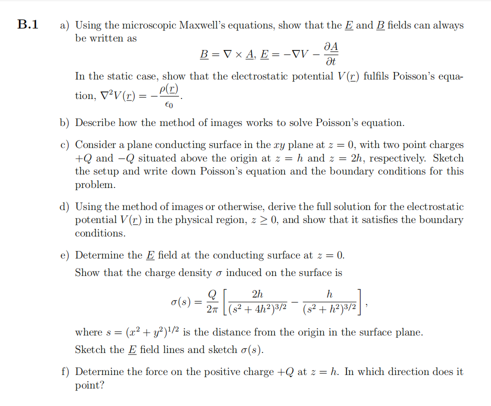 Solved B.1 a) Using the microscopic Maxwell's equations, | Chegg.com
