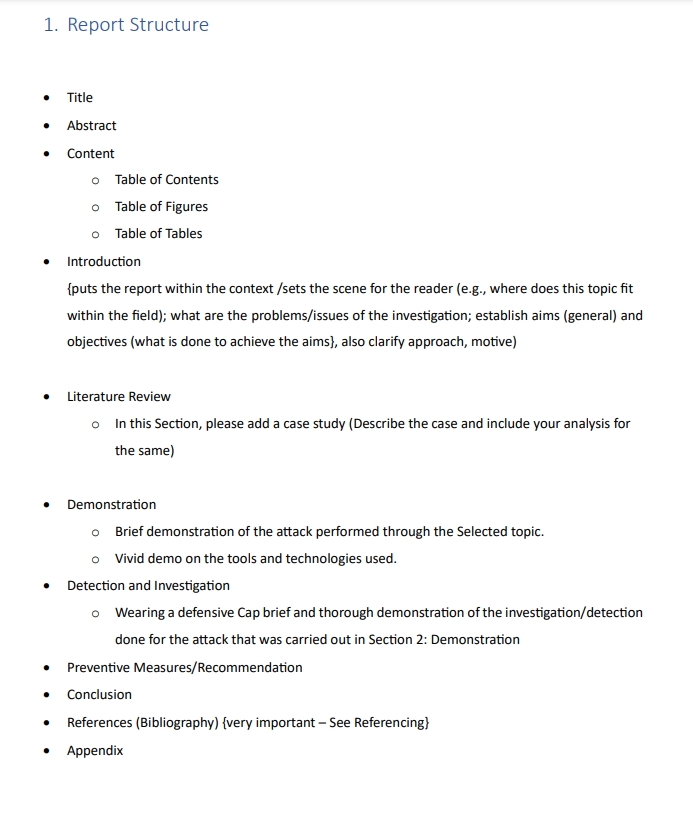 Solved Report StructureTitleAbstractContentTable of | Chegg.com