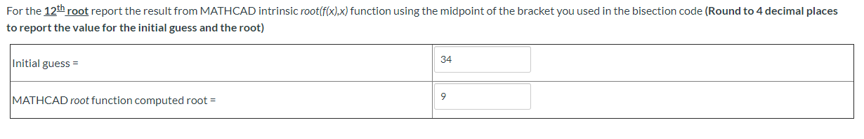 For the 12th root report the result from MATHCAD | Chegg.com