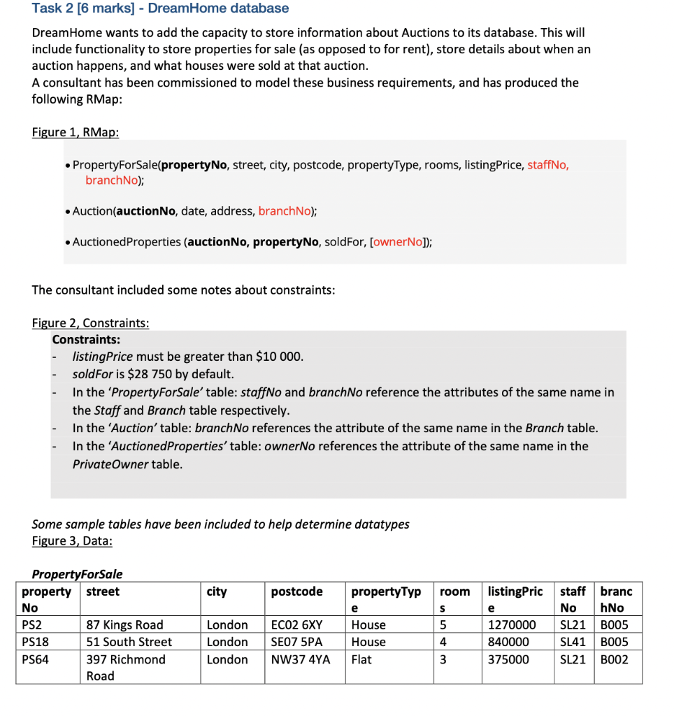 Solved DreamHome wants to add the capacity to store | Chegg.com
