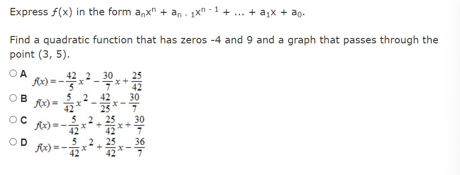 Solved Express f(x) in the form anxn+an−1xn−1+…+a1x+a0. Find | Chegg.com