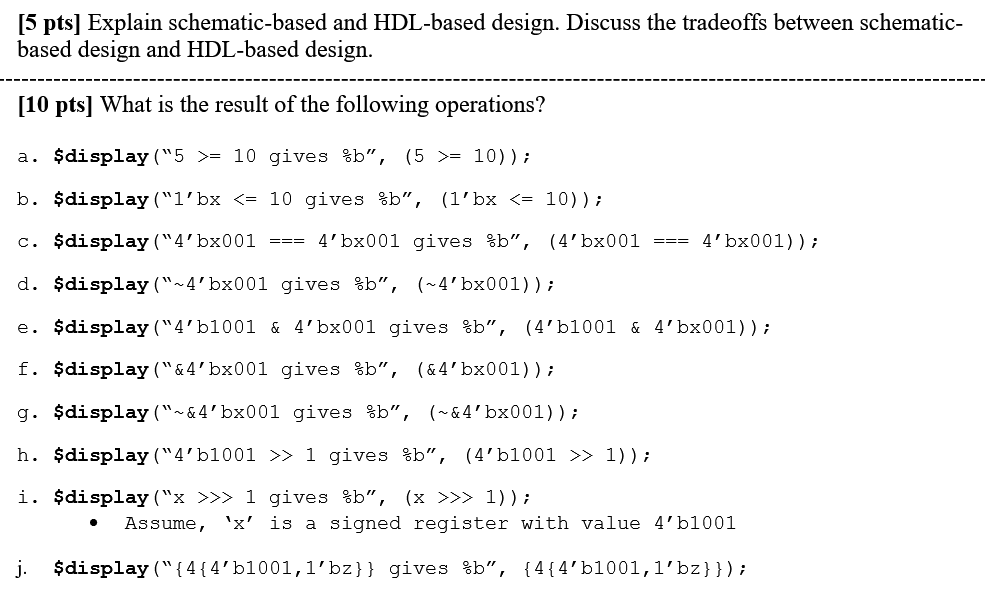 Solved 5 Pts Explain Schematic Based And Hdl Based Design