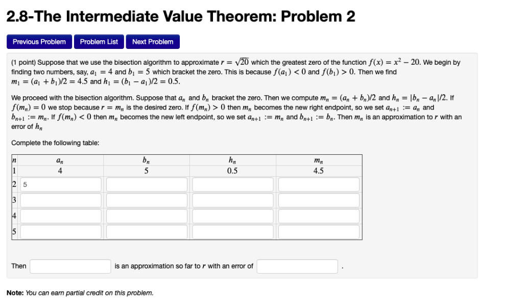 Solved 2.8-The Intermediate Value Theorem: Problem 2 | Chegg.com