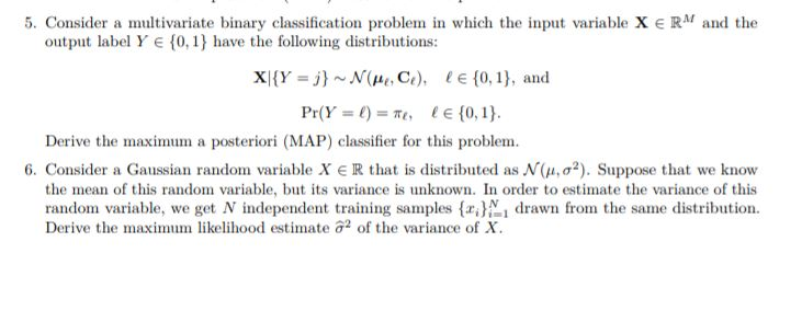 Solved 5. Consider a multivariate binary classification | Chegg.com