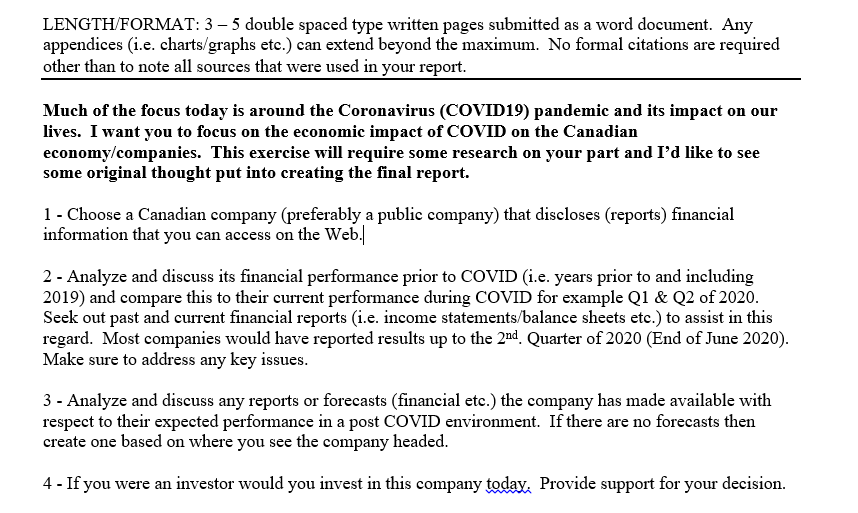 Solved LENGTH FORMAT 3 5 Double Spaced Type Written Pages Chegg