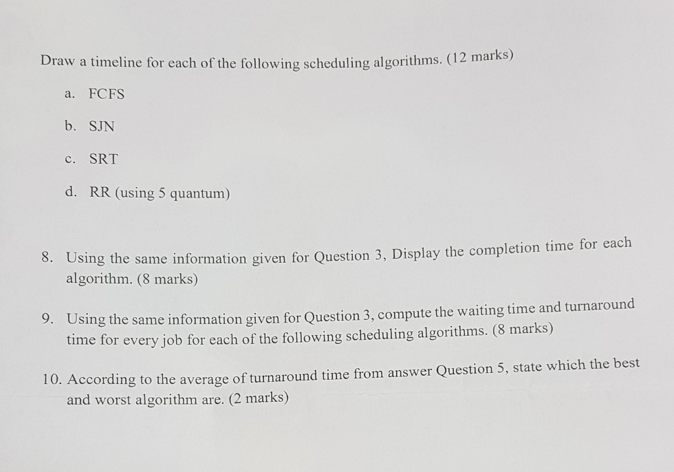 Solved 7. Given the following information: CPU Cycle 10 12 | Chegg.com