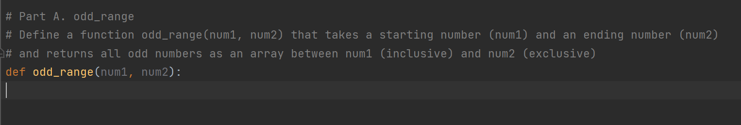 Solved # Part A. odd_range # Define a function | Chegg.com