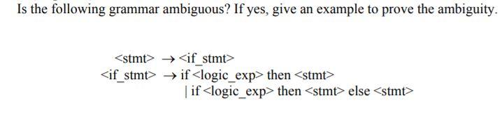 Solved Is the following grammar ambiguous? If yes, give an | Chegg.com