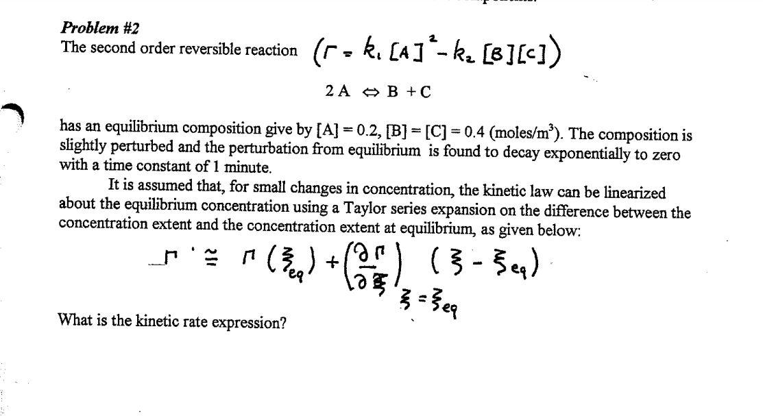 Solved The second order reversible reaction | Chegg.com
