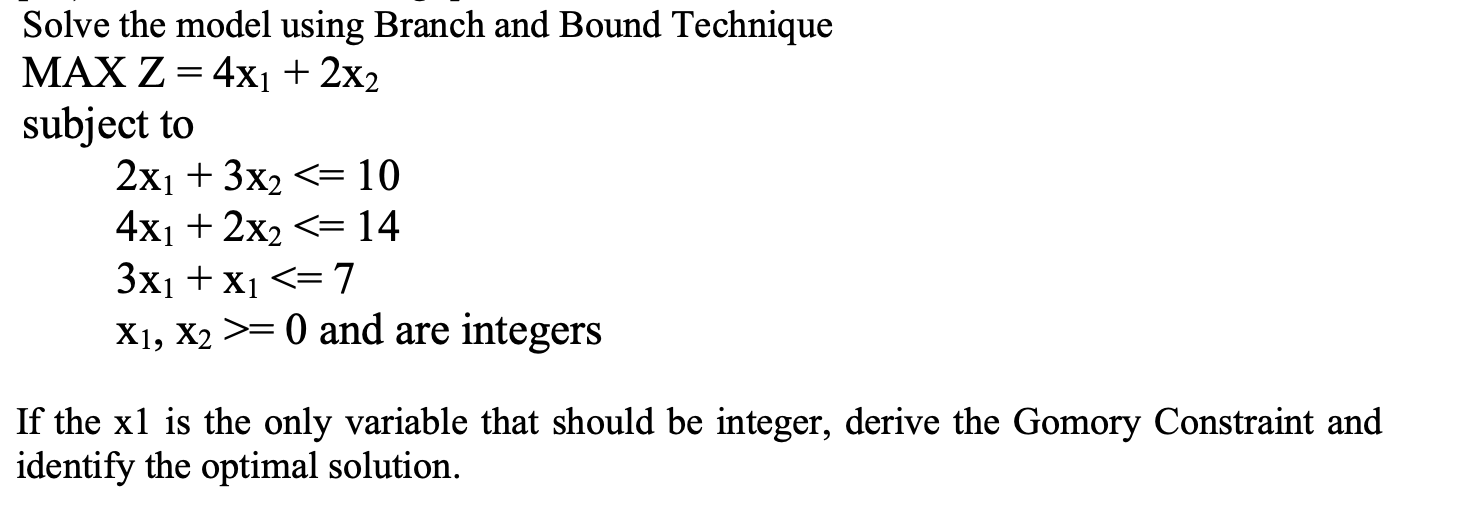 Solved Solve the model using Branch and Bound | Chegg.com