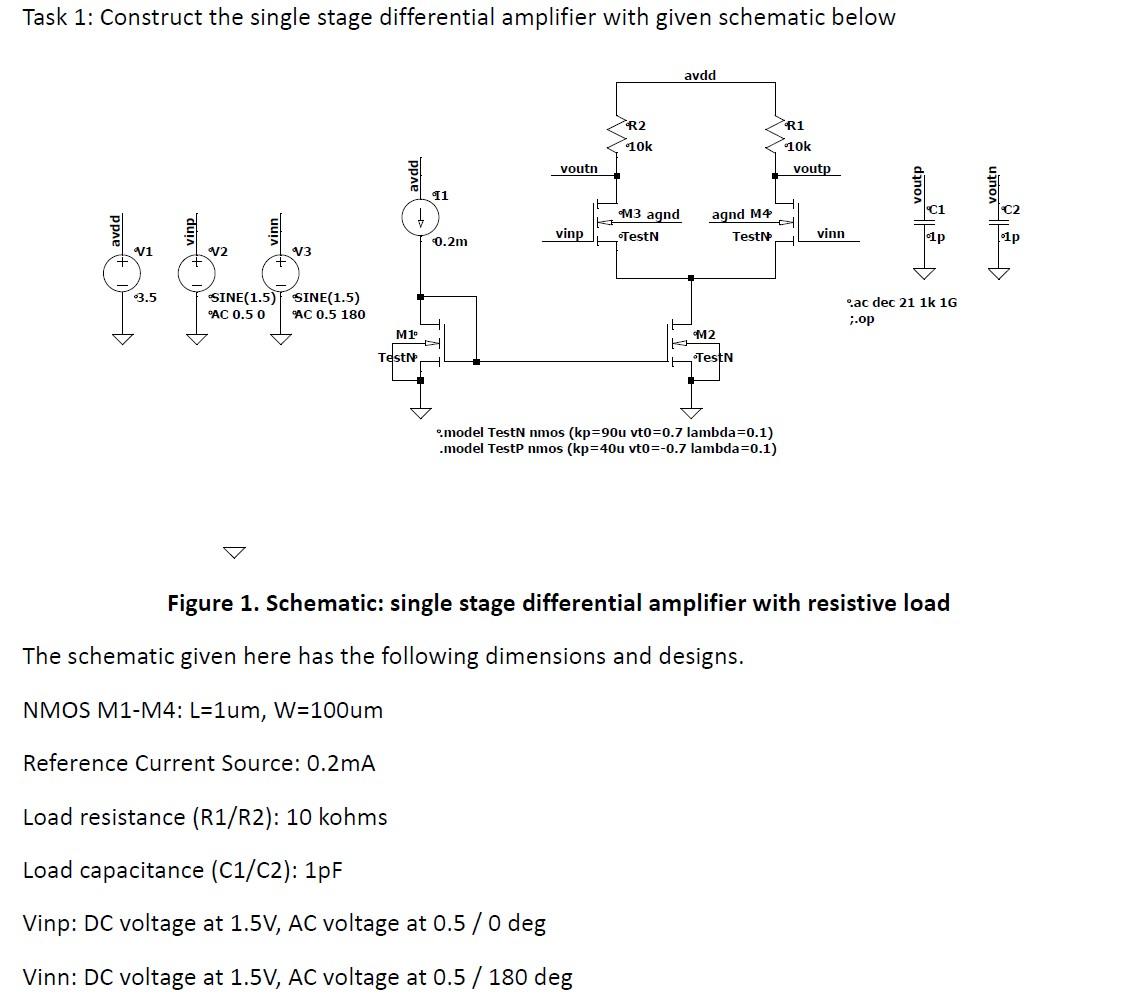 Solved Task 1: Construct the single stage differential | Chegg.com