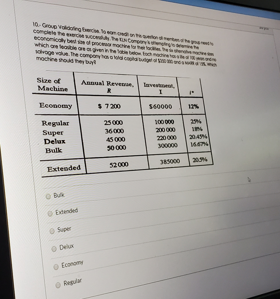 Solved wys 10.- Group Validating Exercise. To eam credit on | Chegg.com