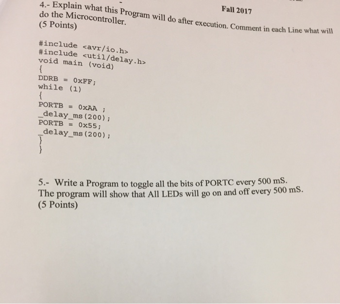 Solved Write a complete C program for AVR that uses an | Chegg.com