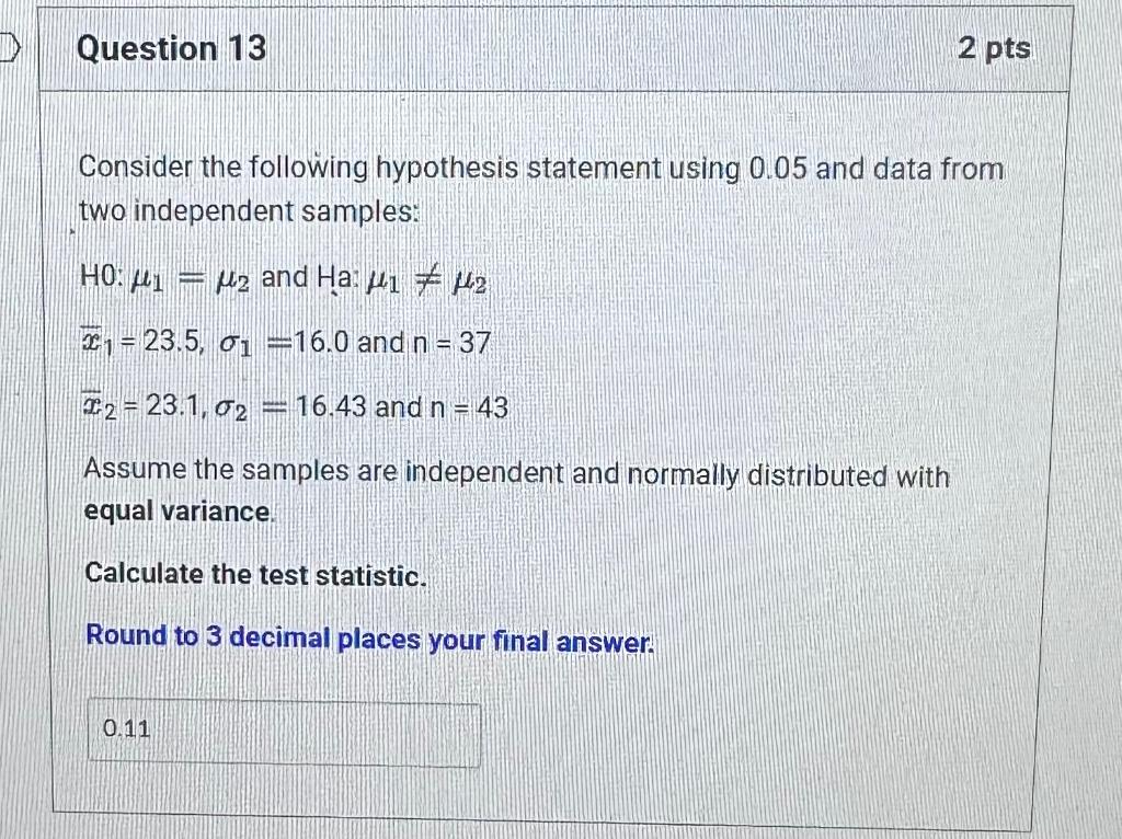 Solved Consider the following hypothesis statement using | Chegg.com